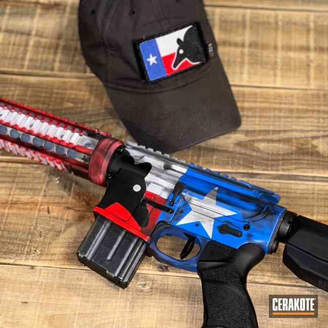 Texas Star finished with Armor Black, USMC Red and NRA Blue | Cerakote