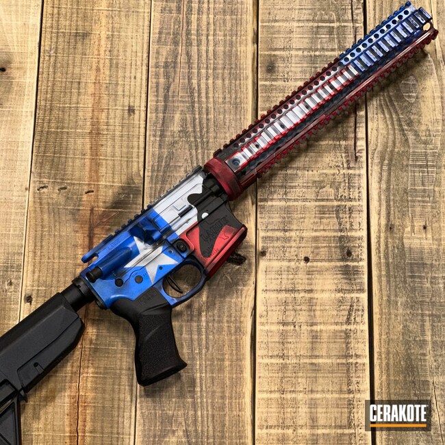 Texas Star finished with Armor Black, USMC Red and NRA Blue | Cerakote