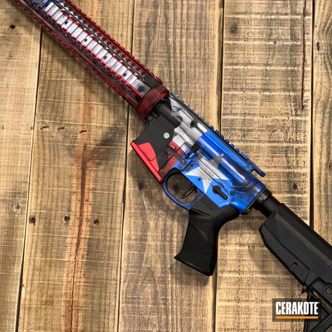 Texas Star finished with Armor Black, USMC Red and NRA Blue | Cerakote