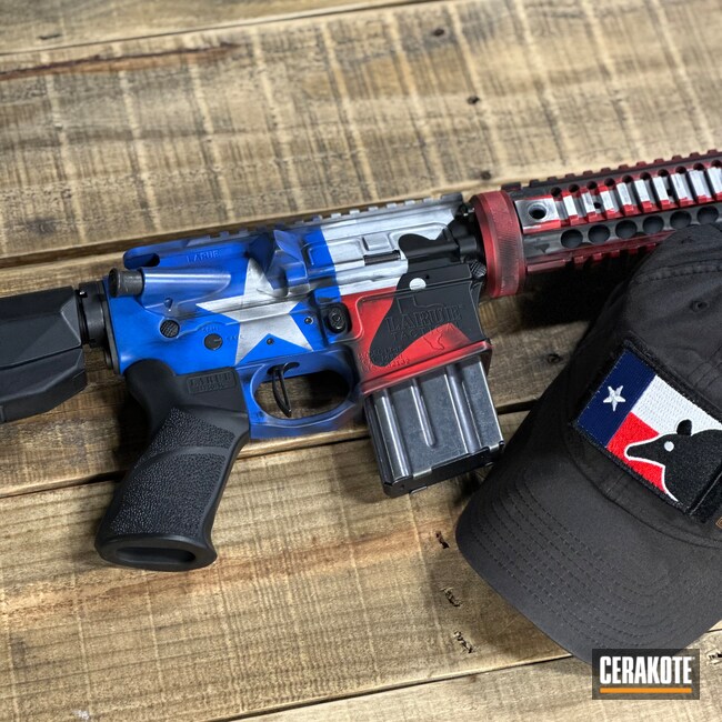 Texas Star finished with Armor Black, USMC Red and NRA Blue | Cerakote