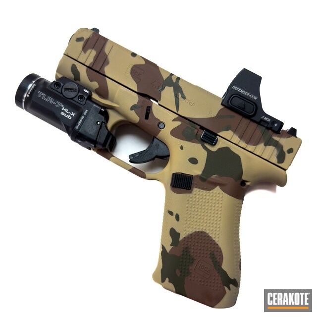 Glock 43x finished with Multicam® Dark Brown, Desert Sand and O.D ...