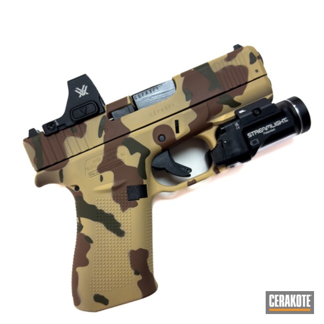 Glock 43x finished with Multicam® Dark Brown, Desert Sand and O.D ...