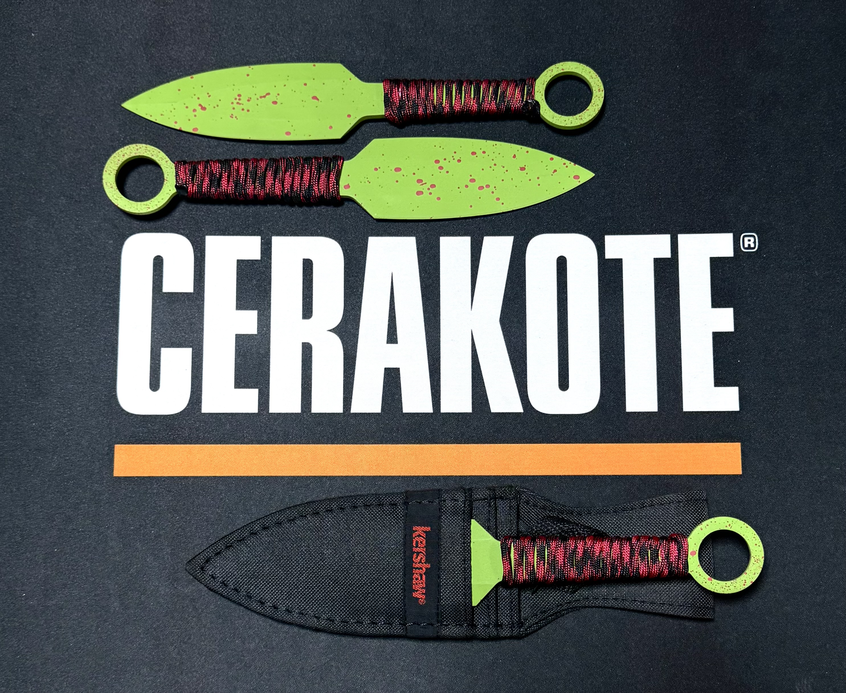 Kershaw throwing knives w/ Zombie splatter | Cerakote