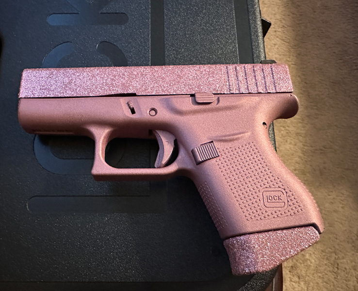 Glock 43 Pink Glitter with H-301 and H-311 | Cerakote