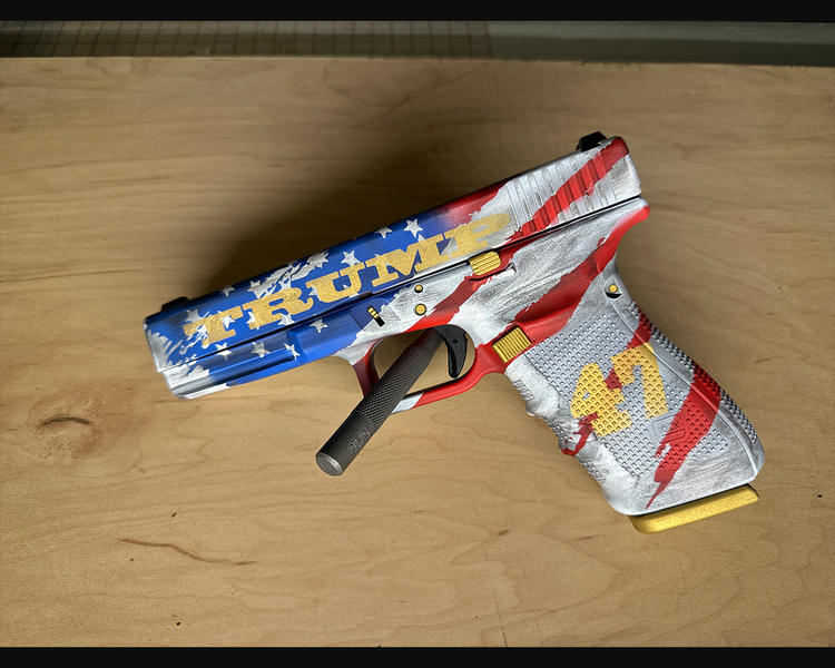 Trump Glock finished with a Armor Black, Stormtrooper White, USMC Red ...