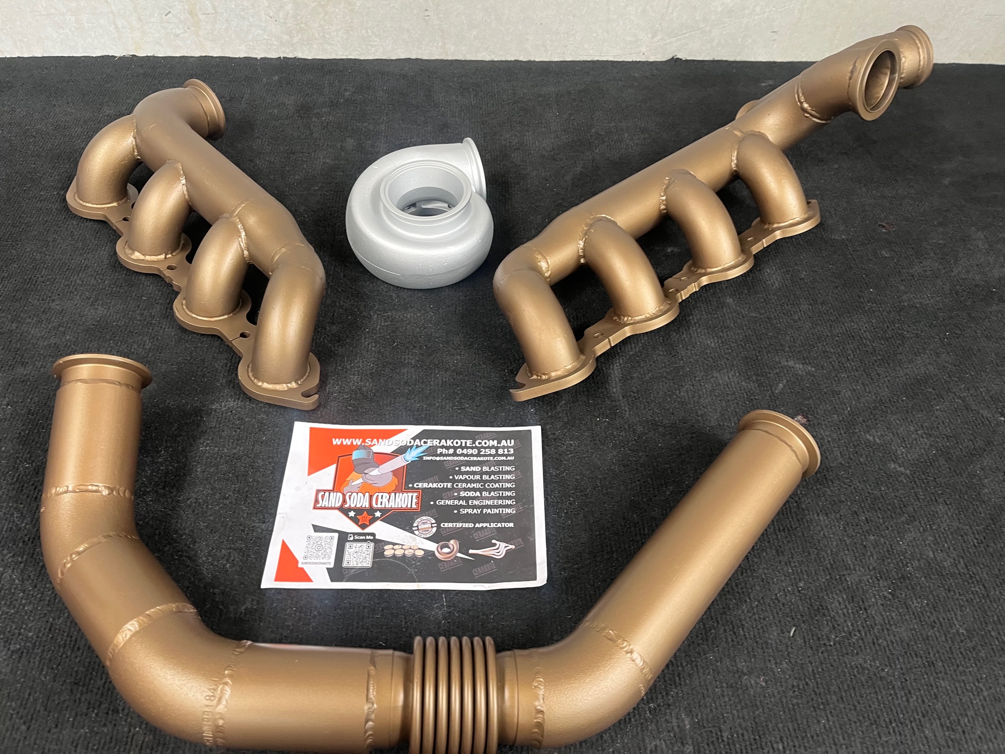 Exhaust Manifolds finished in a Burnt Bronze Finish | Cerakote