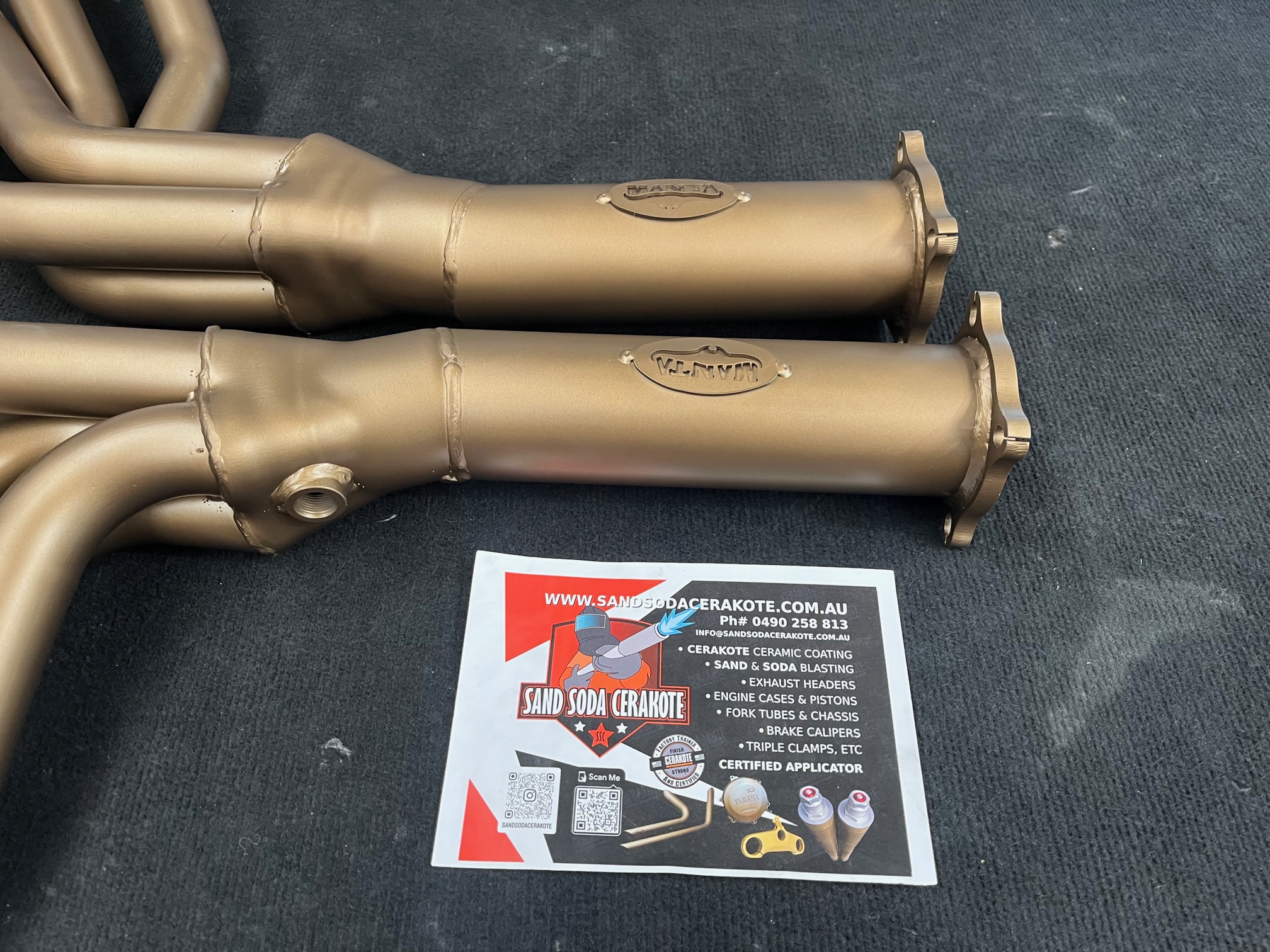 Exhaust Manifolds finished in a Burnt Bronze Finish | Cerakote