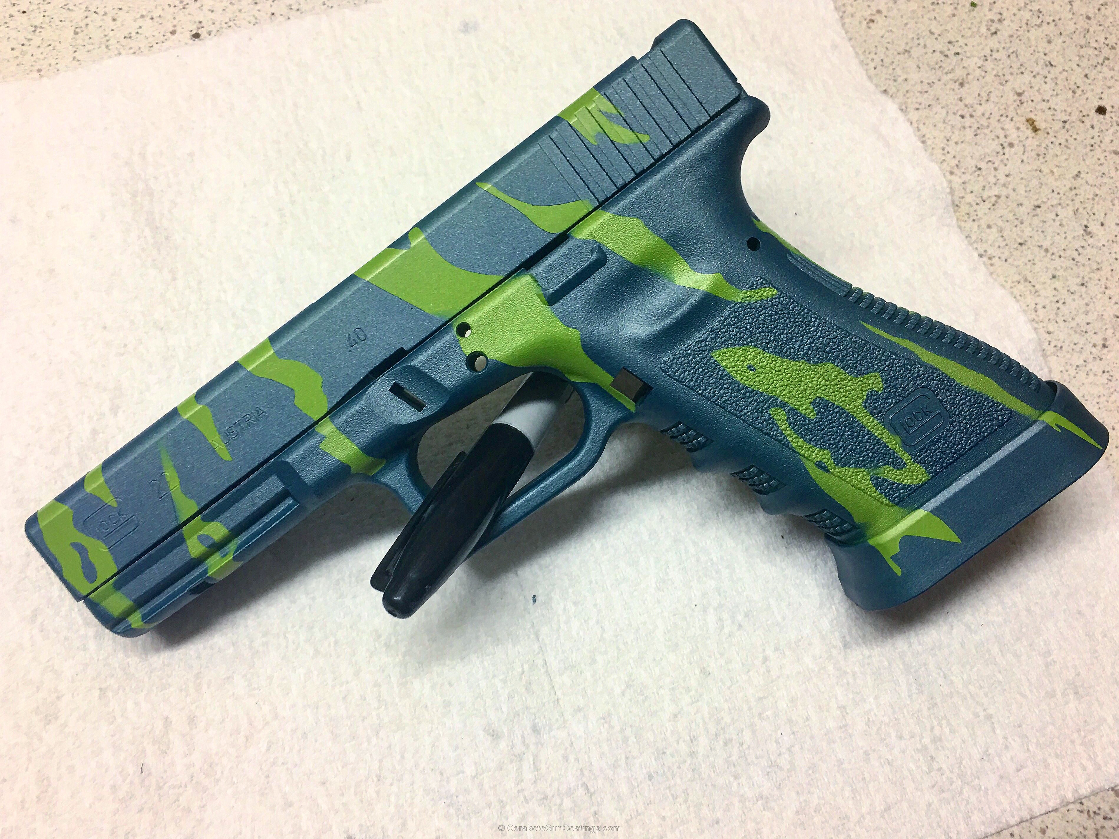H-185 Blue Titanium with H-168 Zombie Green by WEB USER | Cerakote