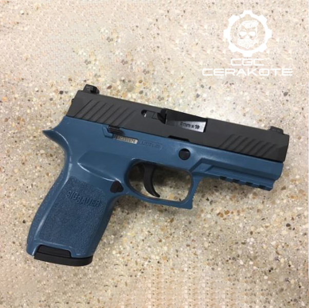 Sig Sauer finished in Jesse James Civil Defense Blue | Cerakote