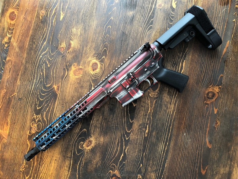 Tactical Rifle coated in an American Flag Finish by WEB USER | Cerakote