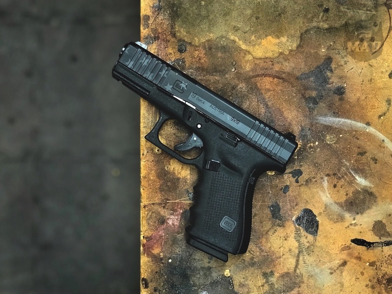 Glock 19 Handgun in a Combo American Flag / Thin Blue Line Finish by ...