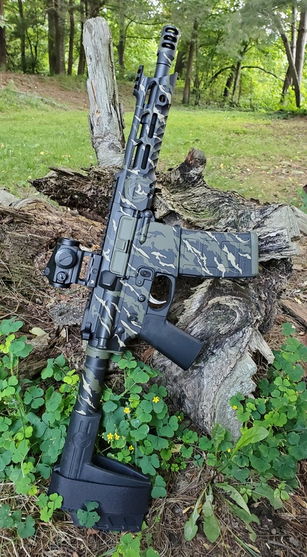 Custom Tiger Stripe AR Pistol featuring H-146, H-240 and H-339 | Cerakote