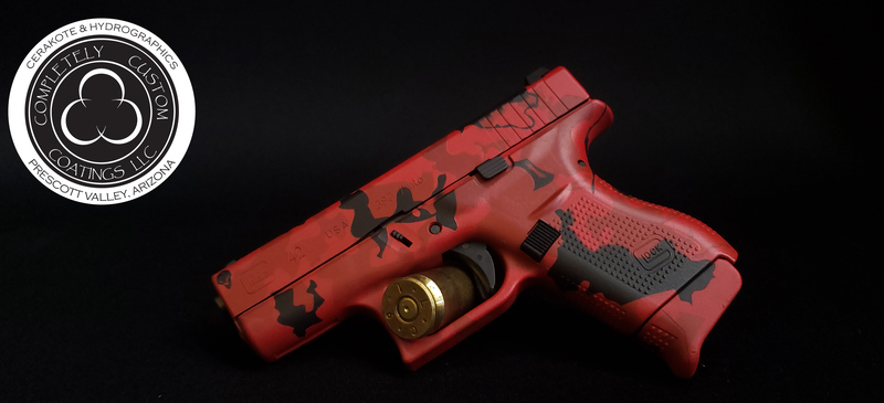 Glock 42 Cerakoted using Crimson, Graphite Black and Ruby Red | Cerakote