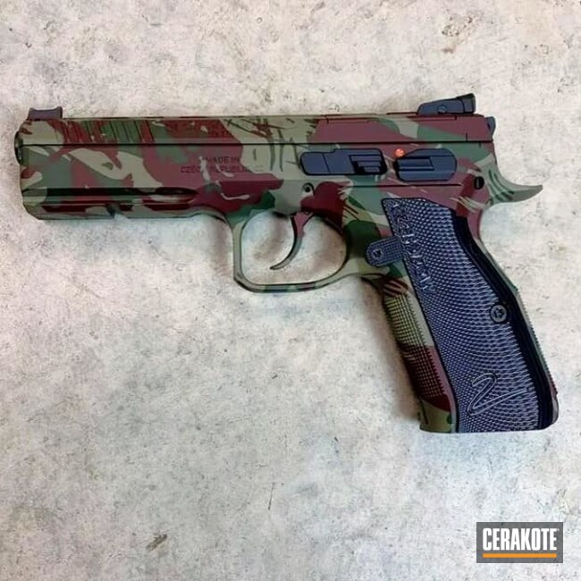 Custom camo pattern pistol with Crimson, Patriot Brown, Highland Green ...