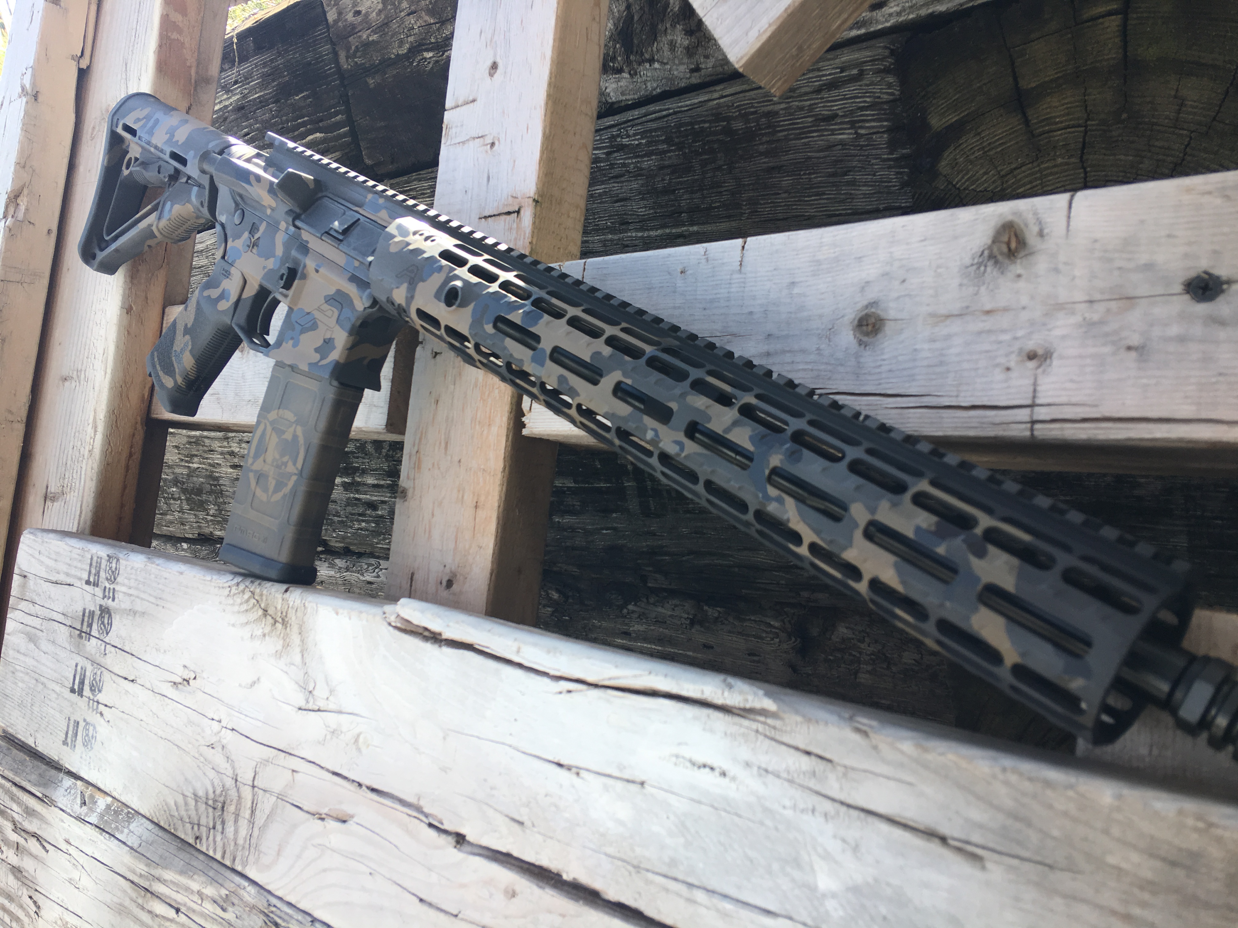 Custom Camo AR Cerakoted using Sniper Grey, Graphite Black and Magpul ...