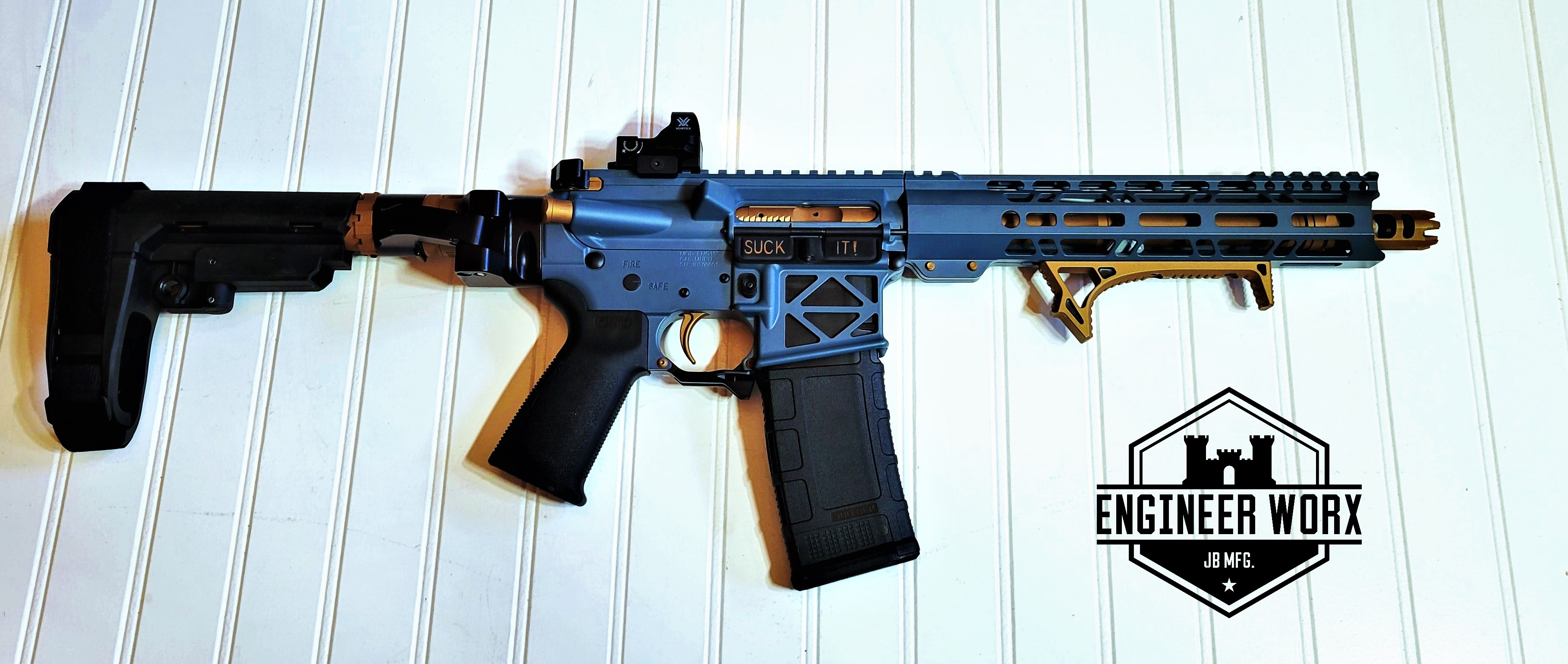 AR Cerakoted using Hidden White, NRA Blue and Jesse James Cold War Grey ...