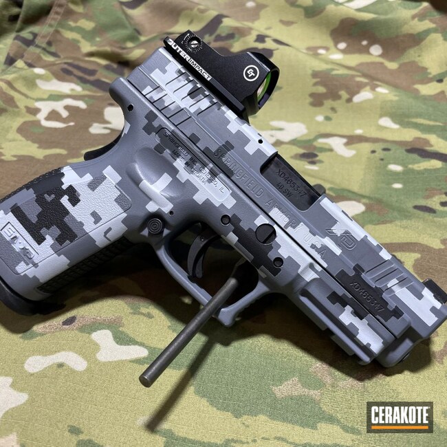 Digital Camo Springfield Xd Cerakoted Using Armor Black And Battleship