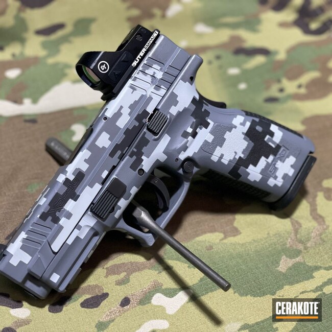 Digital Camo Springfield Xd Cerakoted Using Armor Black And Battleship