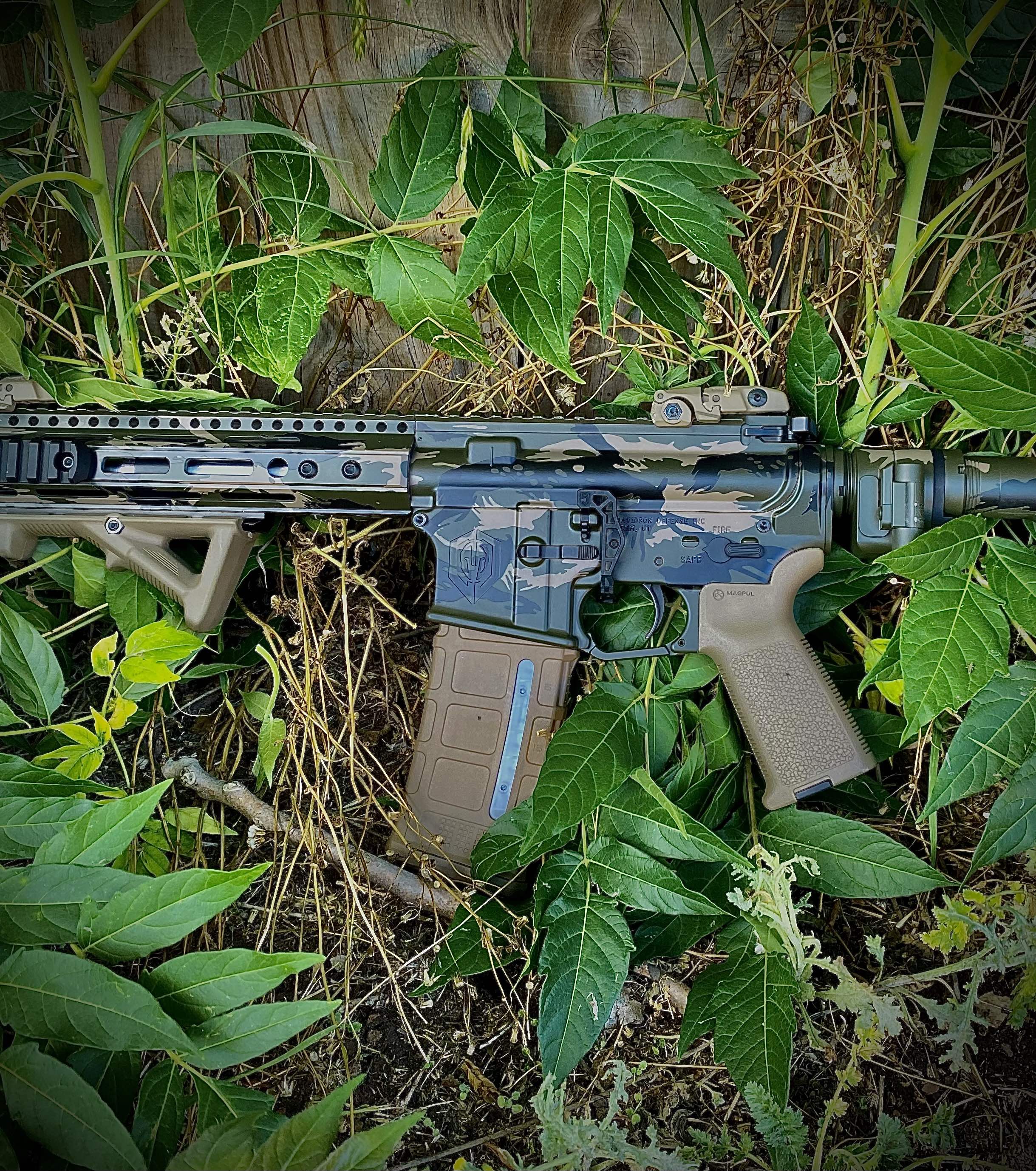 Tiger Stripe AR Cerakoted using Graphite Black, Mil Spec Green and ...