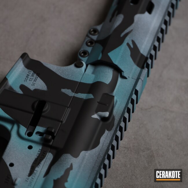 Custom Camo AR Build Cerakoted using Stormtrooper White, Aztec Teal and ...