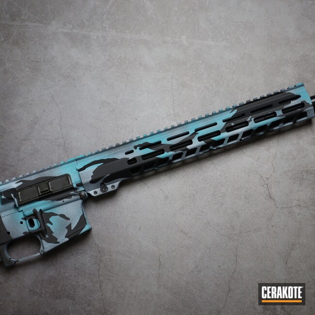 Custom Camo AR Build Cerakoted using Stormtrooper White, Aztec Teal and ...