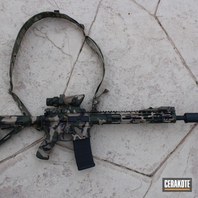 Custom Camo Ar Cerakoted Using Mud Brown Desert Sand And Graphite