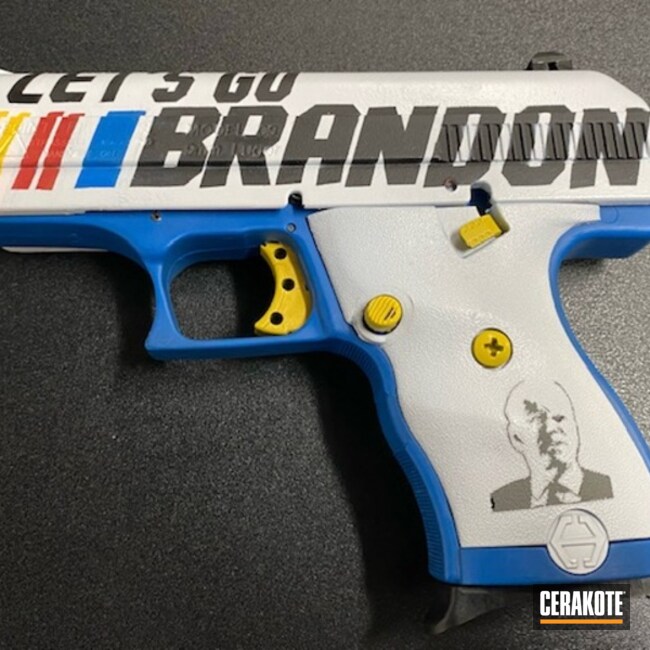Pistol Cerakoted Using Stormtrooper White Usmc Red And Corvette Yellow