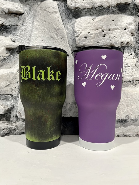 Custom Tumbler Cup coated in Crimson, Armor Black, Bright White, Zombie ...