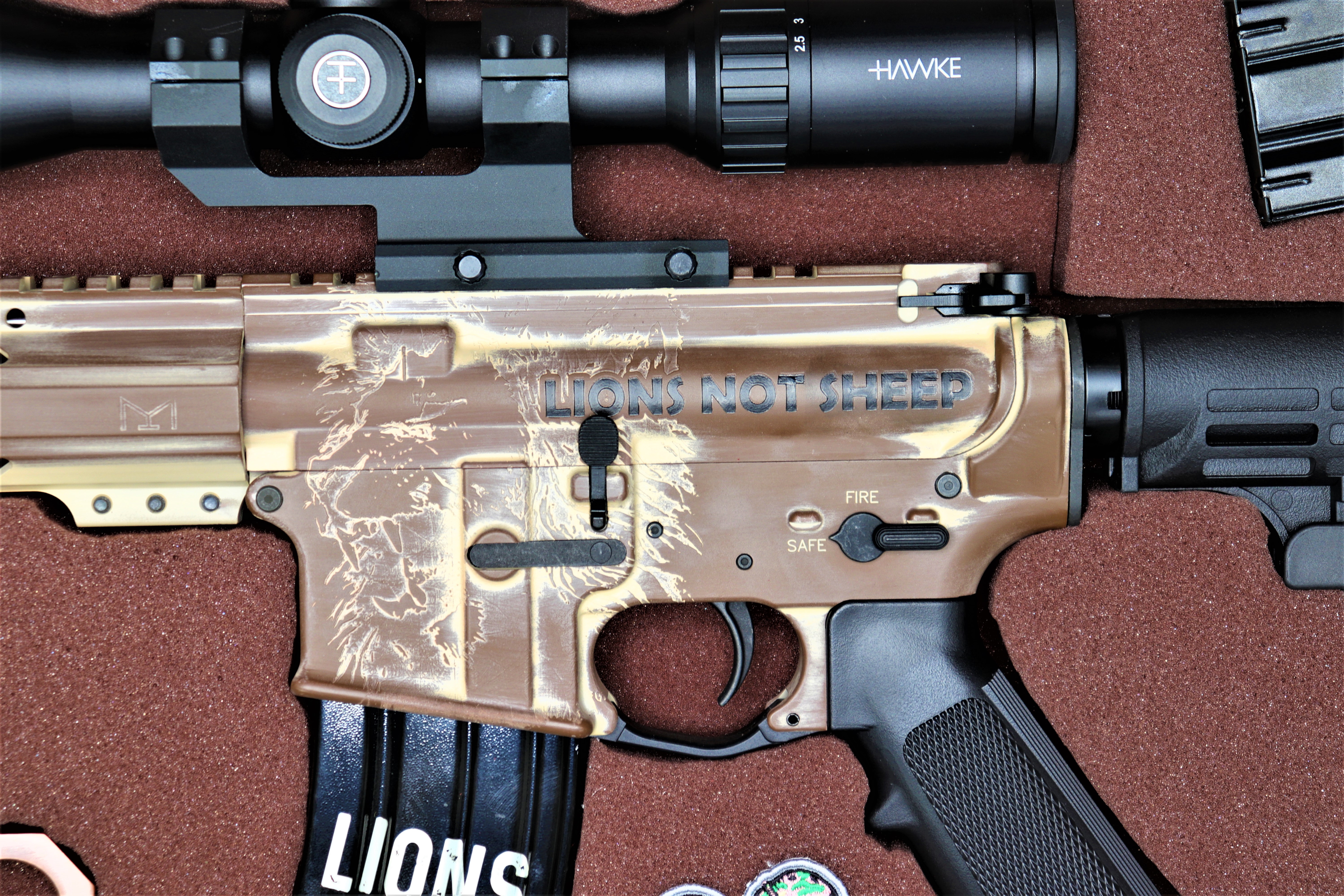 AR-15 done in Multicam® Dark Brown and FS Sabre Sand | Cerakote