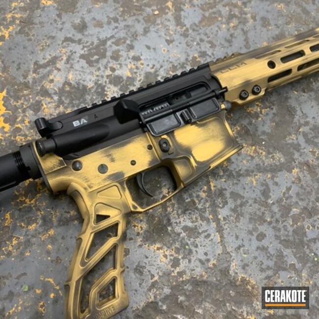 Battleworn Gold Lower & Handguard | Cerakote