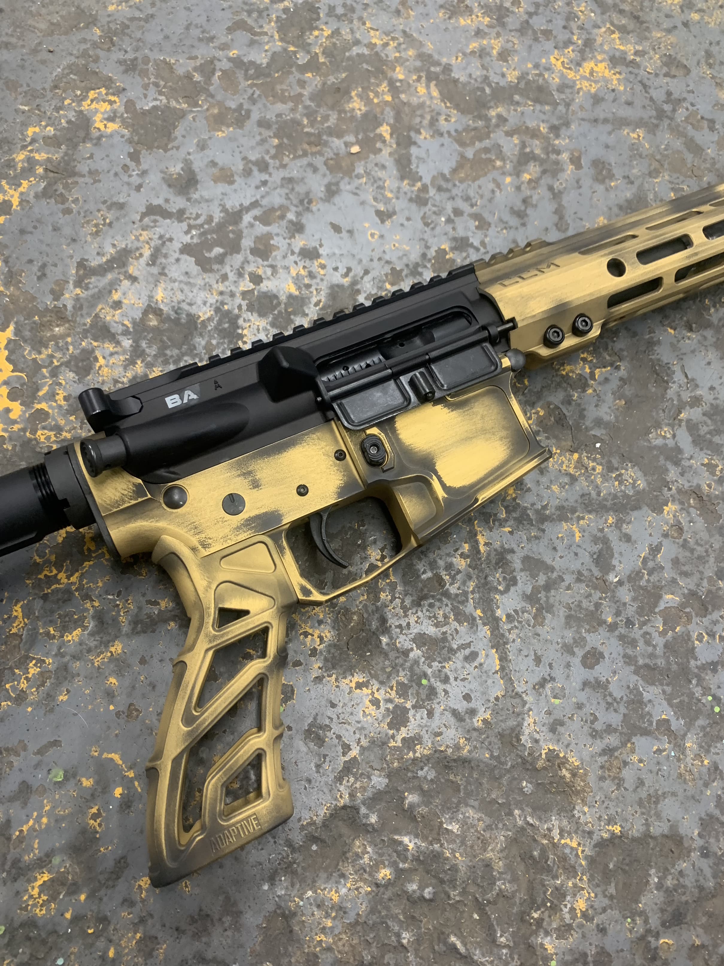 Battleworn Gold Lower & Handguard | Cerakote
