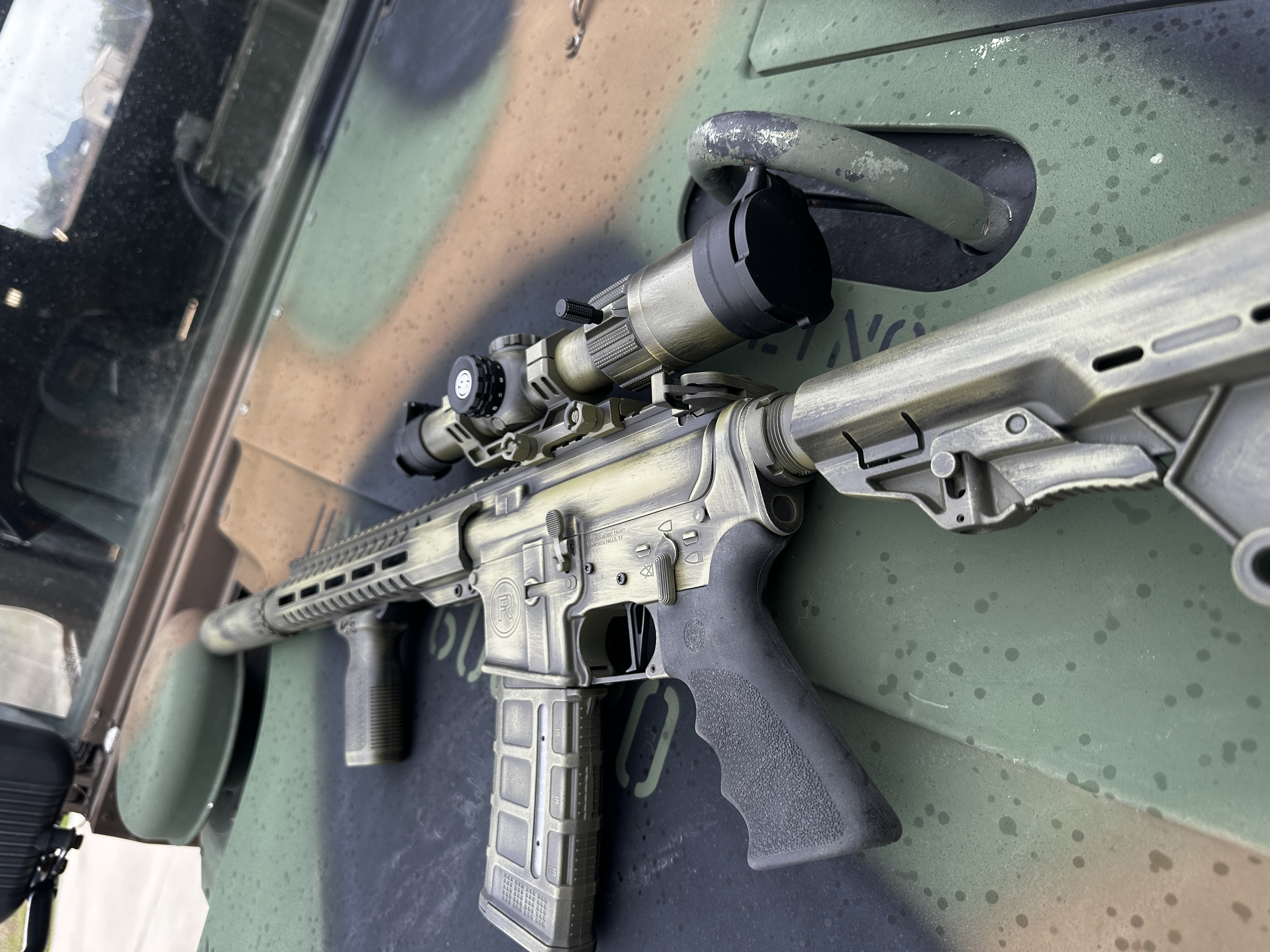 Battleworn Ar15 coated with Noveske Bazooka Green, Armor Black, O.D ...