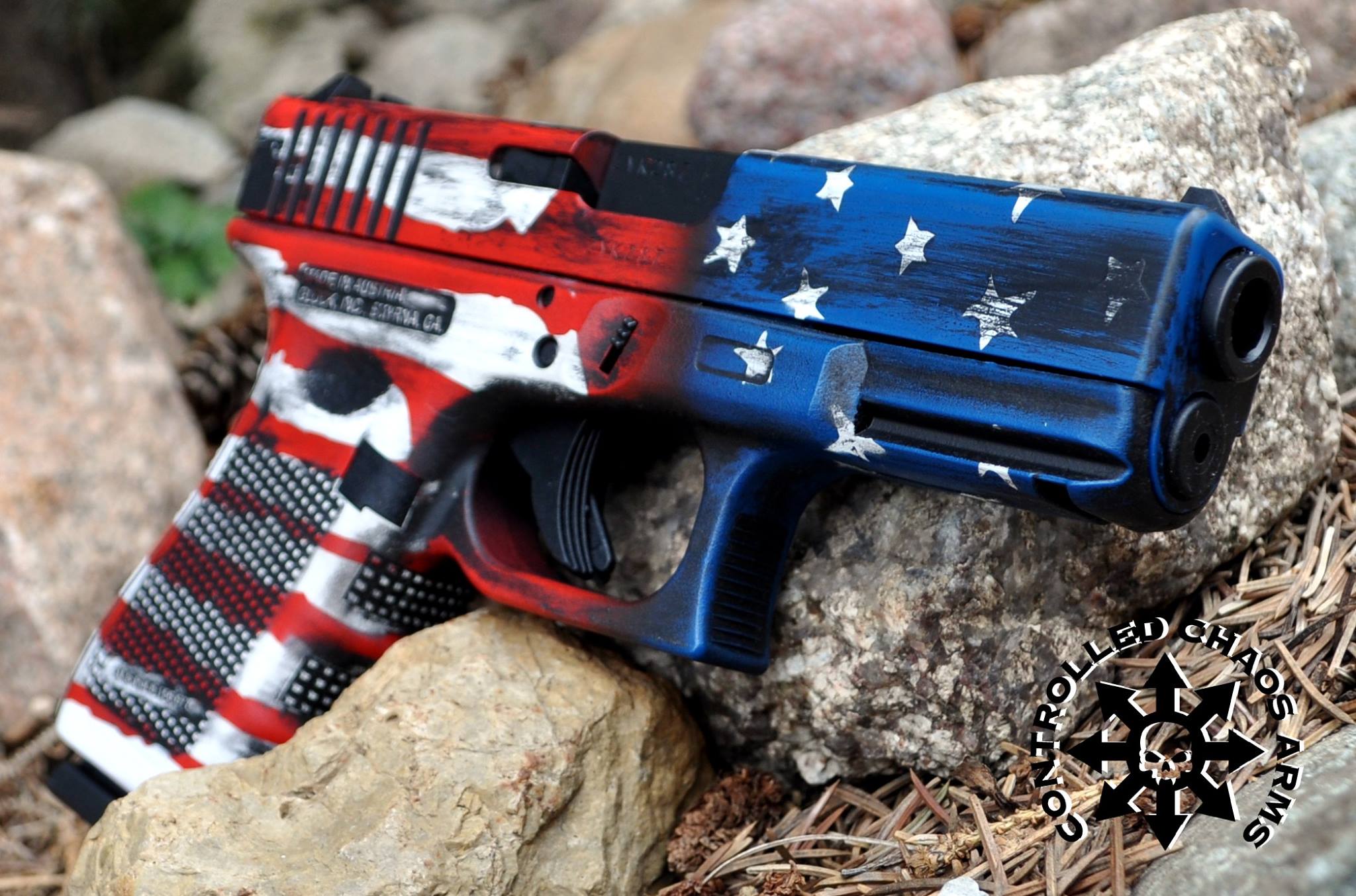 Distressed Flag Glock featuring H-297, H-167 and H-171 | Cerakote