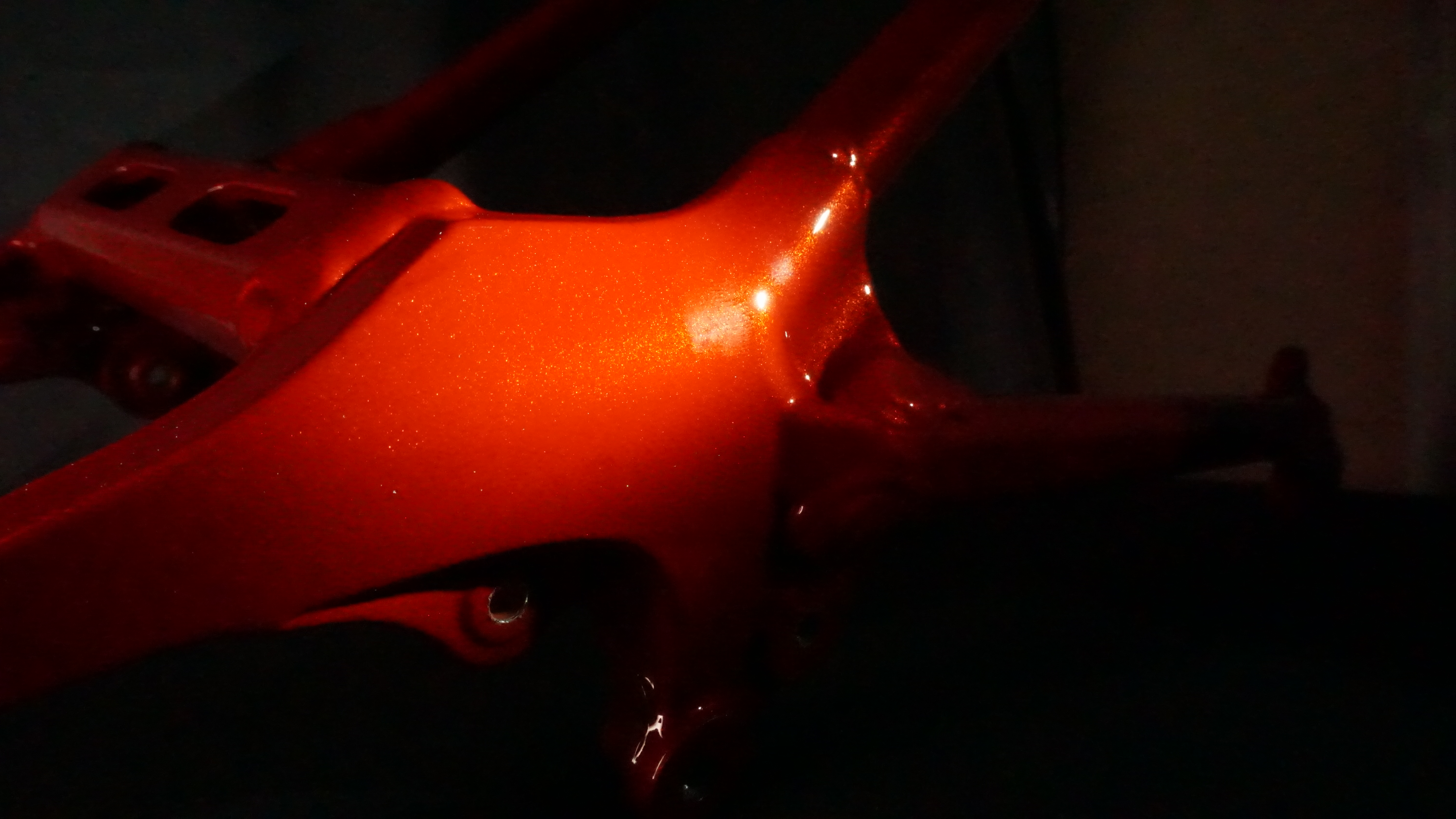 Dirtbike subframe in illusion red | Prismatic Powders