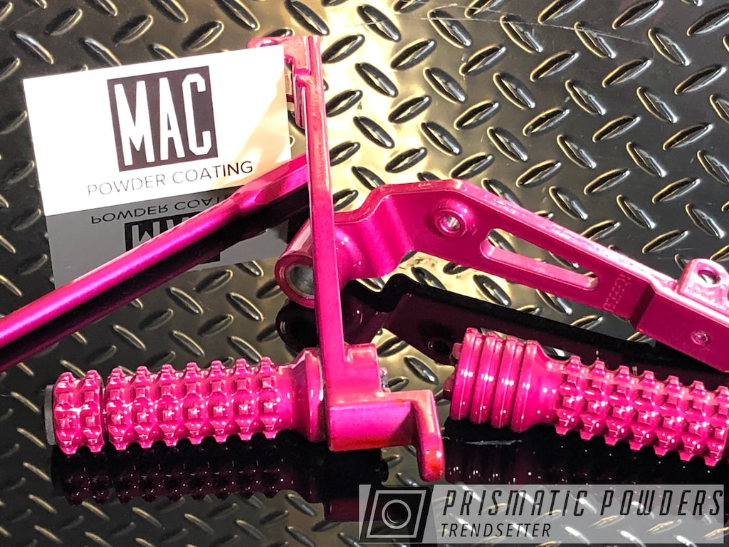 Motorcycle Parts Powder Coated In Illusion Pink And Clear Vision